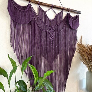 Purple Macrame Wall Hanging, Purple Wall Decor, Large Macrame, Boho ...
