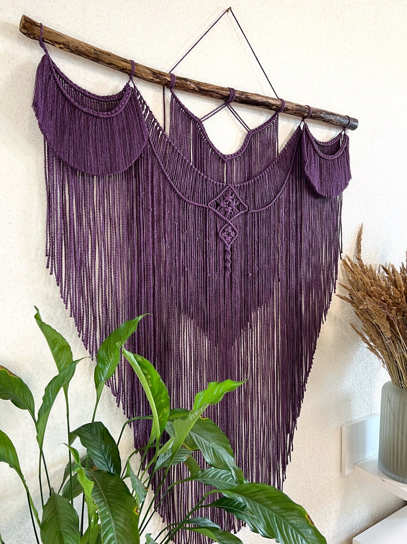 Purple Macrame Wall Hanging, Purple Wall Decor, Large Macrame, Boho ...