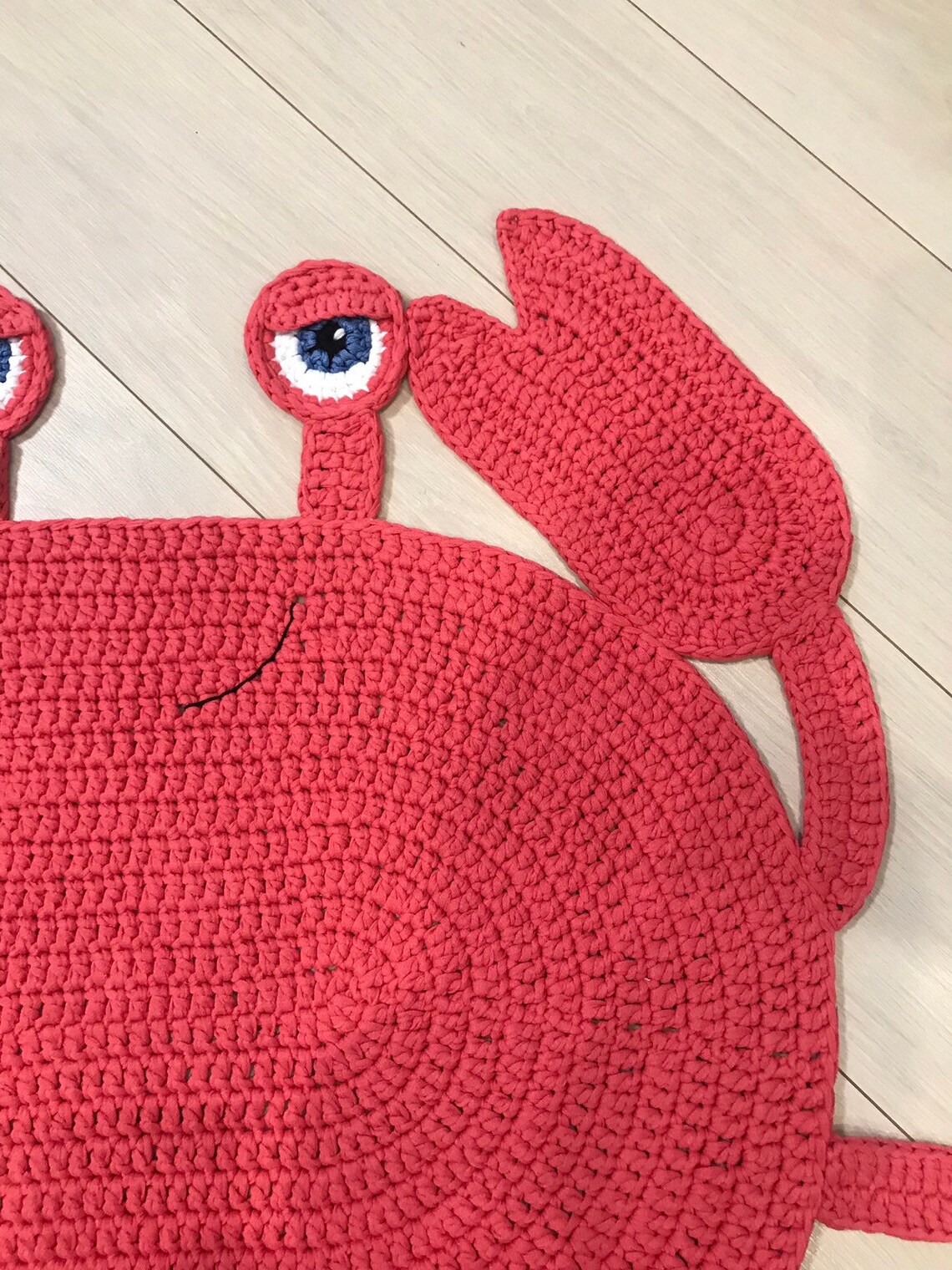Crab Rug Kid's Mat Nursery Mat Crab Mat Nautical Style Rug Knitted Crab ...