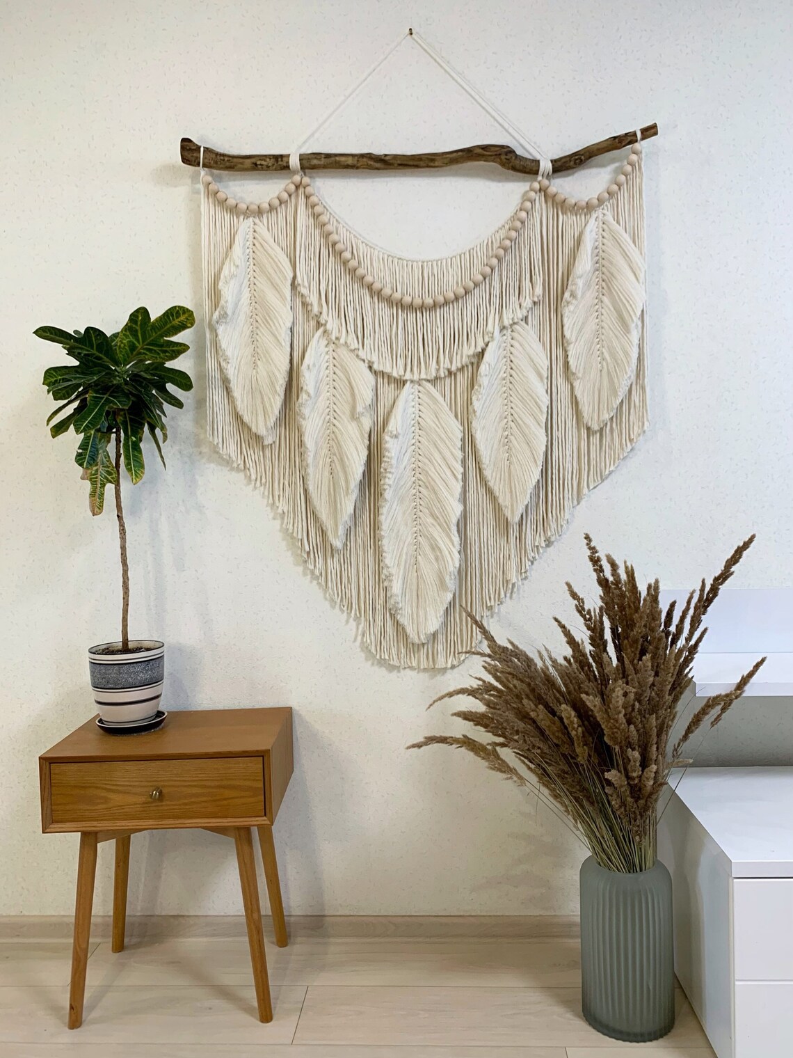 Large Macrame Feathers Macrame Leaves Macrame Wall Hanging - Etsy