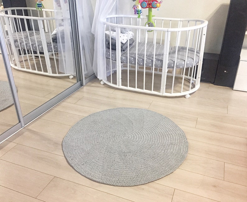 Gray Circle Rug Crochet Round Rug Round Rug Door Rug Round - Etsy