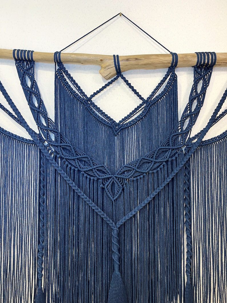 Extra Large Blue Macrame Wall Hanging With Tassels Big - Etsy