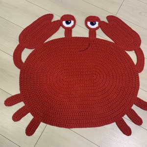 Crochet Crab Rug Nursery Rug Rug for Kids Room Crab Mat Nautical Style ...