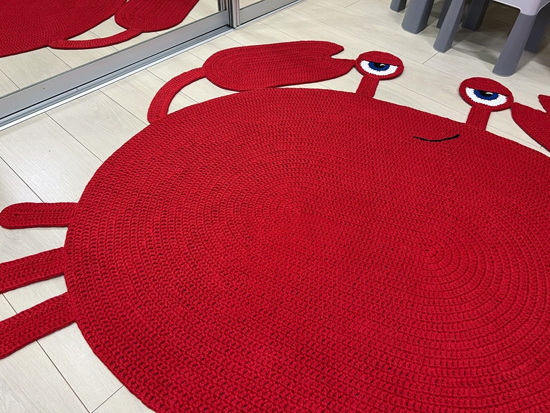 Crochet Crab Rug Nursery Rug Rug for Kids Room Crab Mat Nautical Style ...