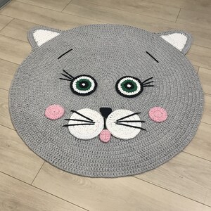 Nursery Crochet Cat Rug, Animal Circle Rug, Rug for Kids Room, Round ...