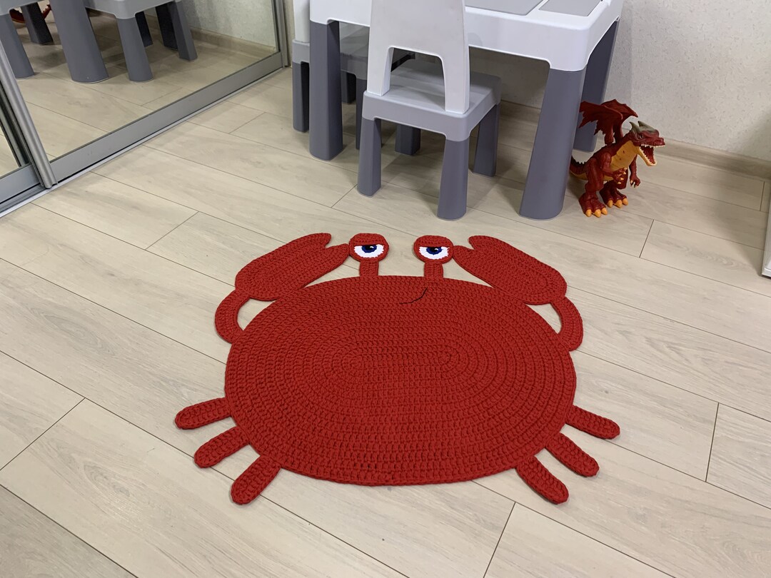 Crochet Crab Rug Nursery Rug Rug for Kids Room Crab Mat Nautical Style ...