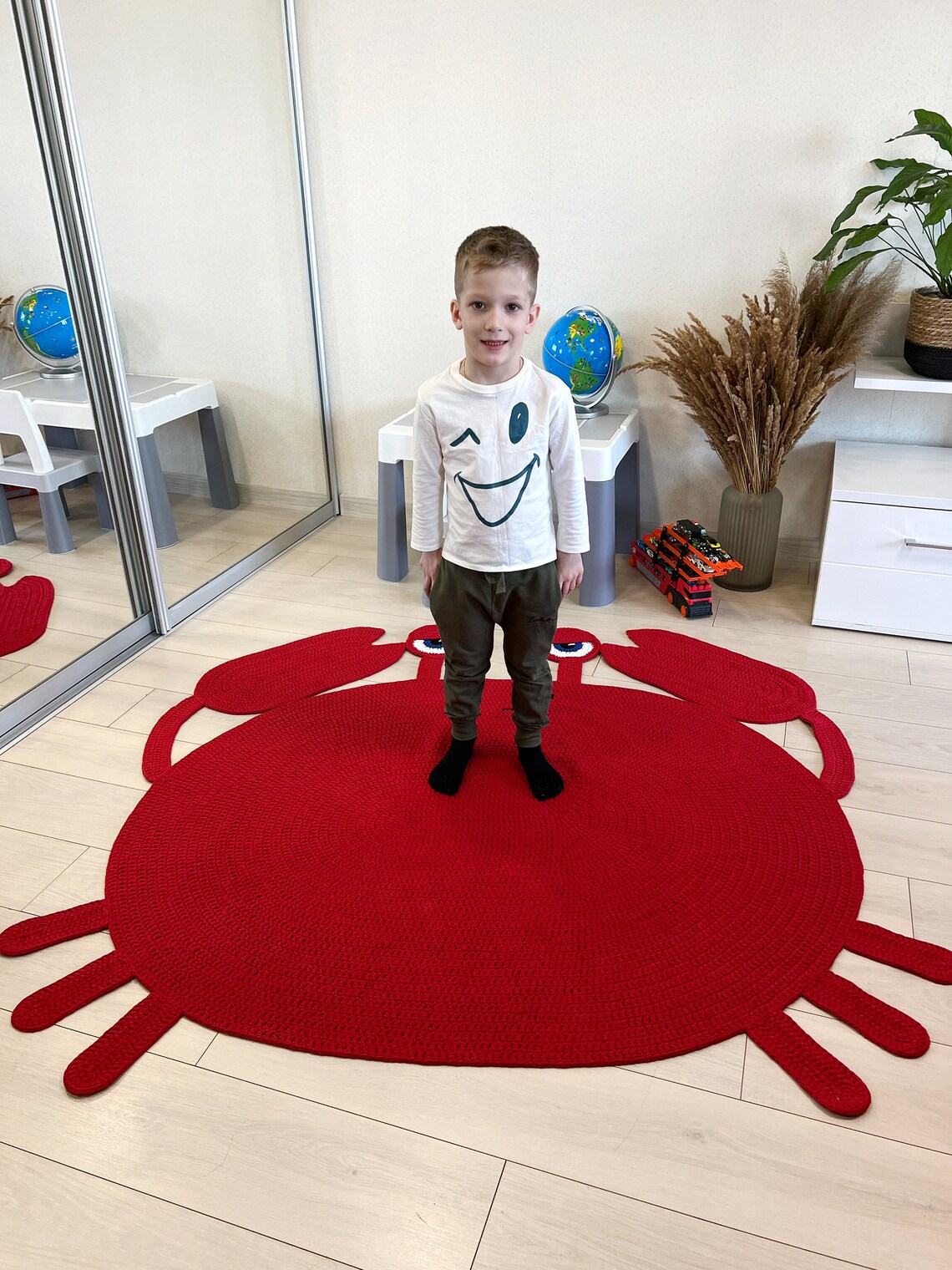 Crochet Crab Rug Nursery Rug Rug for Kids Room Crab Mat Nautical Style ...