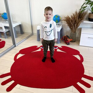 Crochet Crab Rug Nursery Rug Rug for Kids Room Crab Mat Nautical Style ...