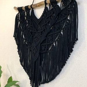 Black Macrame Wall Hanging, Boho Decor, Black Wall Decor, Black Macrame ...
