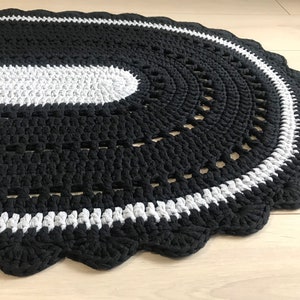 Black Oval Rug Crochet Oval Rug Oval Carpet Small Area Rug Living Room ...