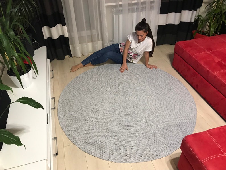 Gray Circle Rug Crochet Round Rug Round Rug Door Rug Round - Etsy