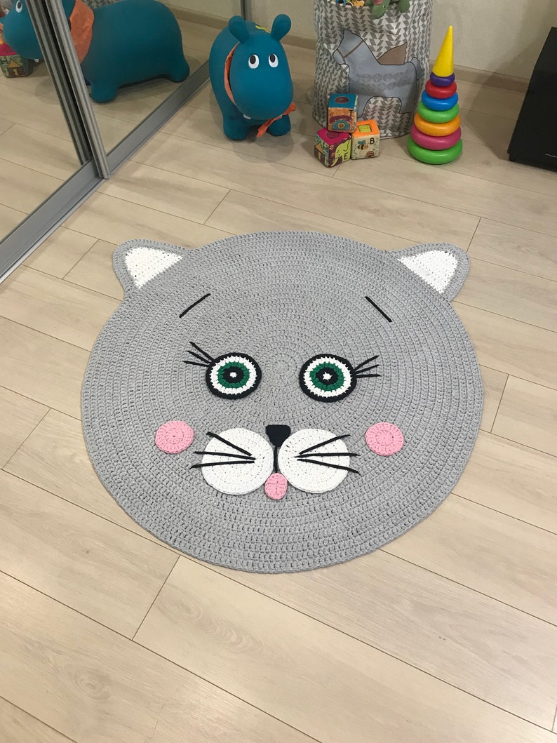 Nursery Crochet Cat Rug Animal Circle Rug Rug for Kids Room - Etsy