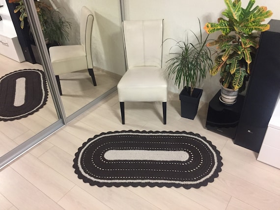 Brown Oval Rug Crochet Oval Rug Oval Carpet Small Area Rug - Etsy