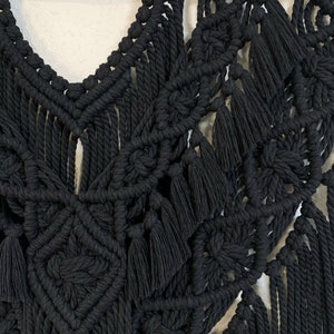 Black Macrame Wall Hanging, Boho Decor, Black Wall Decor, Black Macrame ...