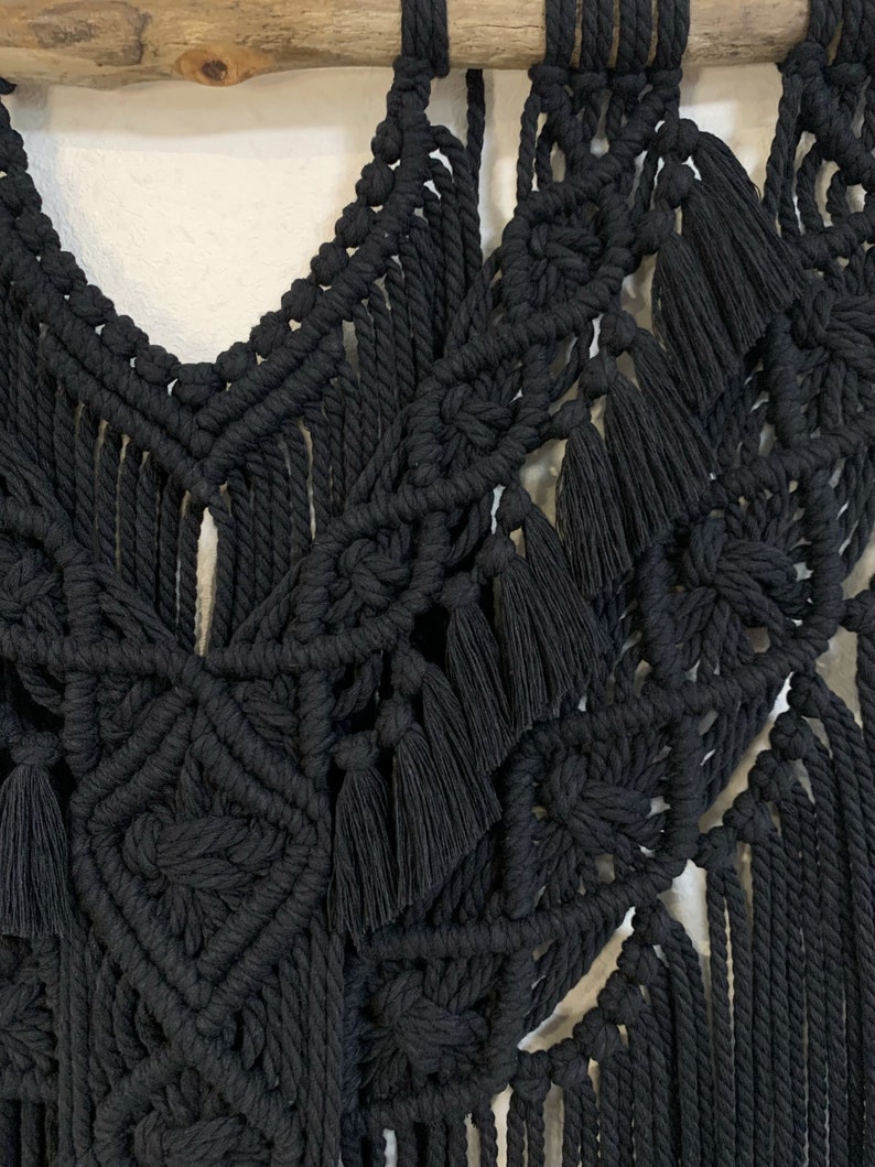 Black Macrame Wall Hanging Boho Decor Black Wall Decor - Etsy