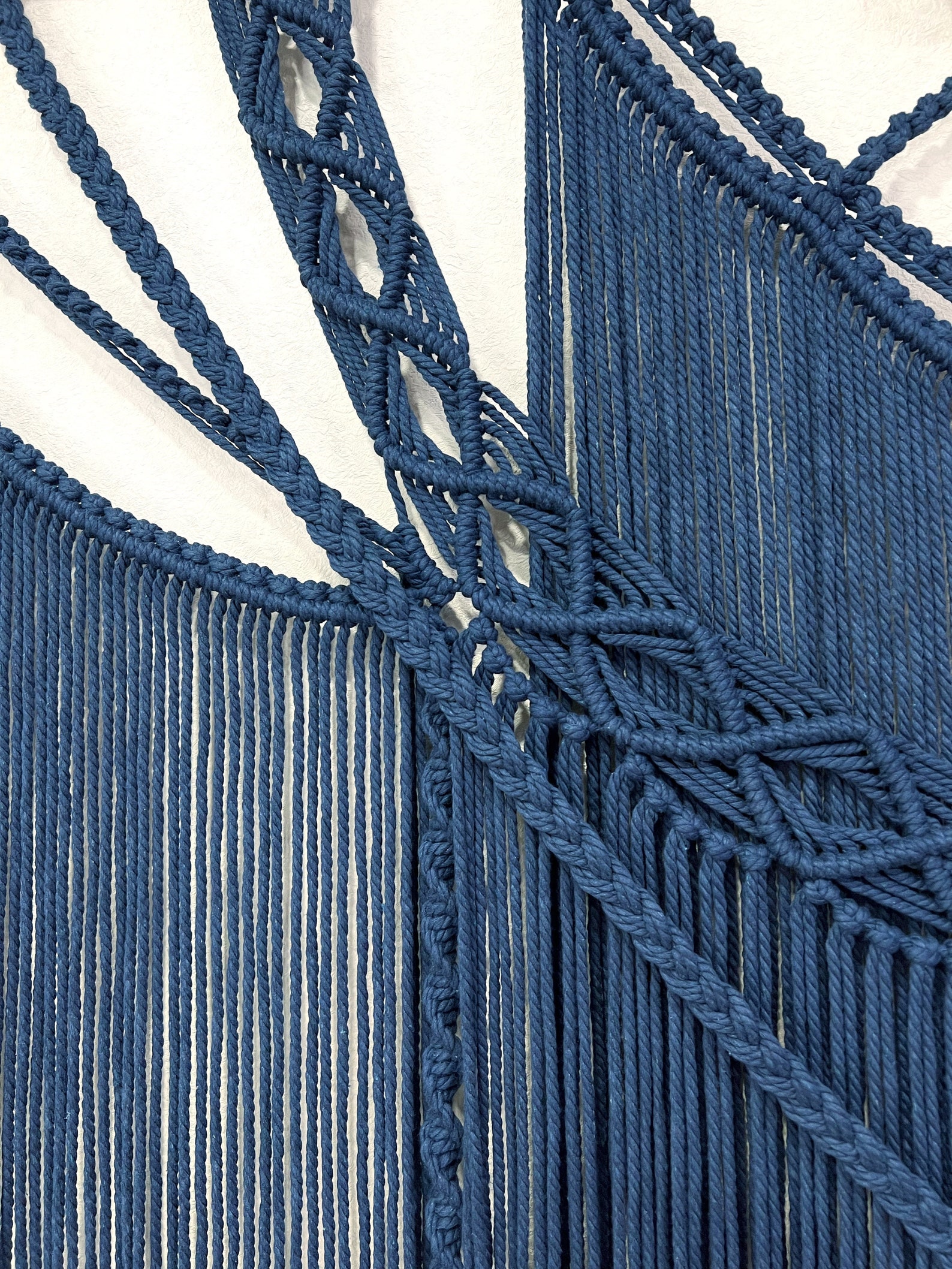 Extra Large Blue Macrame Wall Hanging With Tassels, Big Macrame, Boho Wall Decor, Macrame Decor ...