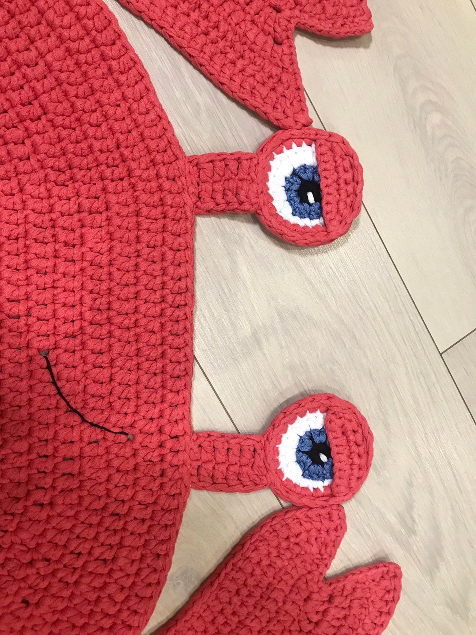 Crab Rug Kid's Mat Nursery Mat Crab Mat Nautical Style Rug Knitted Crab ...