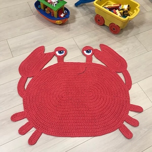 Crab Rug Kid's Mat Nursery Mat Crab Mat Nautical Style Rug Knitted Crab ...
