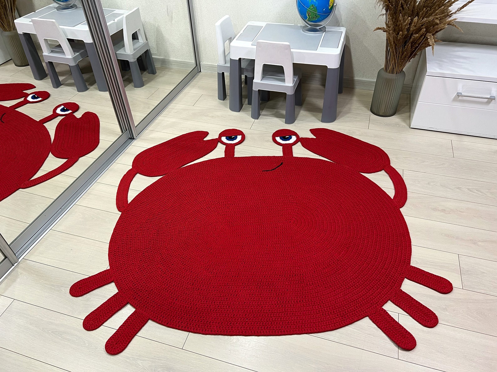 Crochet Crab Rug Nursery Rug Rug for Kids Room Crab Mat Nautical Style ...