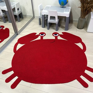 Crochet Crab Rug Nursery Rug Rug for Kids Room Crab Mat Nautical Style ...