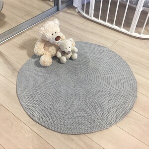 Gray Circle Rug Crochet Round Rug Round Rug Door Rug Round Carpet Small ...