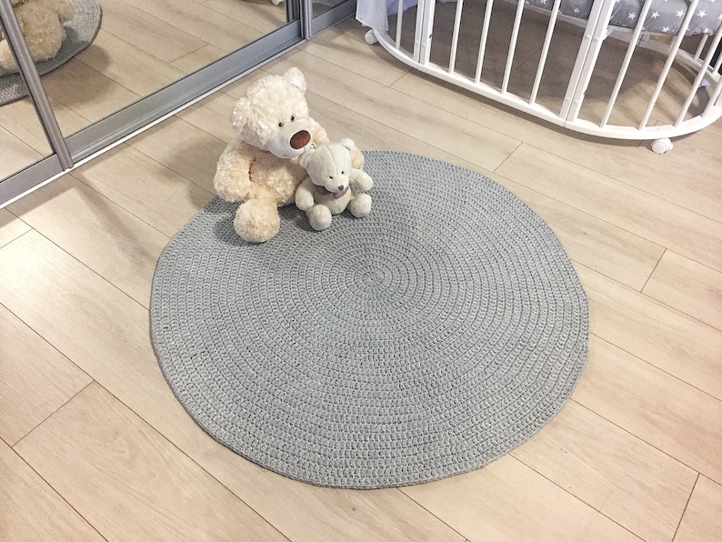 Gray Circle Rug Crochet Round Rug Round Rug Door Rug Round - Etsy