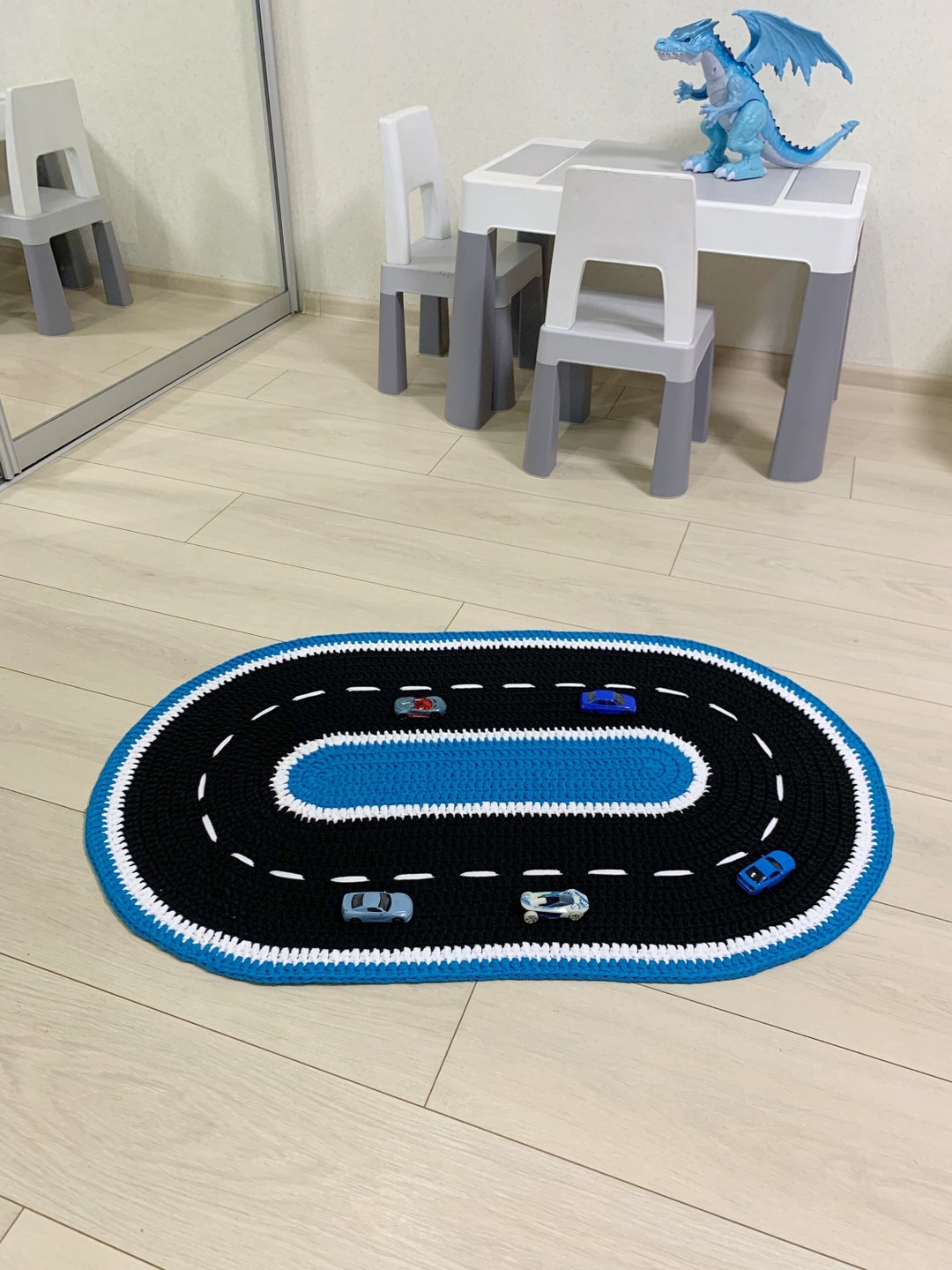 Crochet Road Rug Race Road Track Toddler Play Mat Play Mat Car Race Car ...