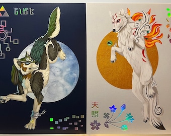 Wolf Duo Amaterasu and Link acrylic Charms - Etsy