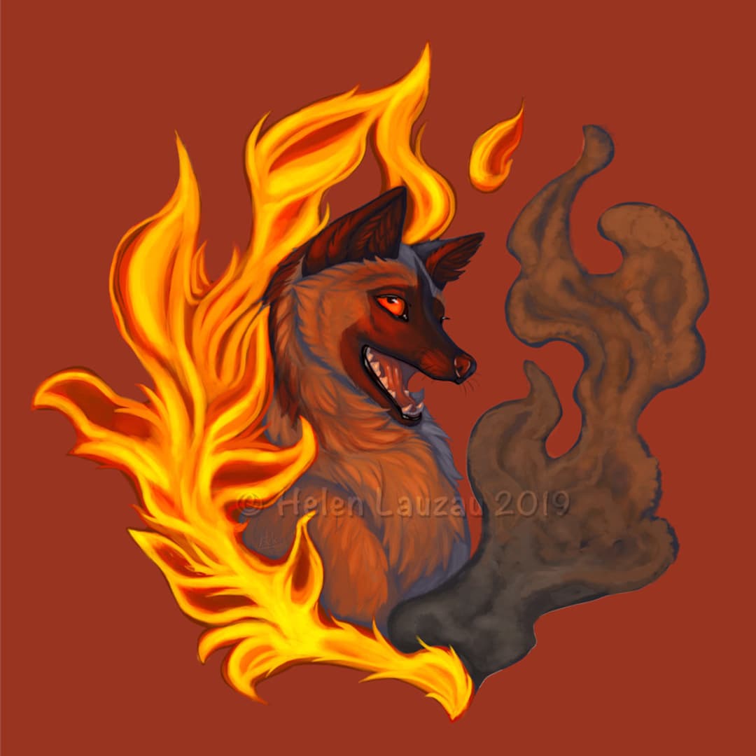 Elemental Fox- Fire and Smoke - Etsy