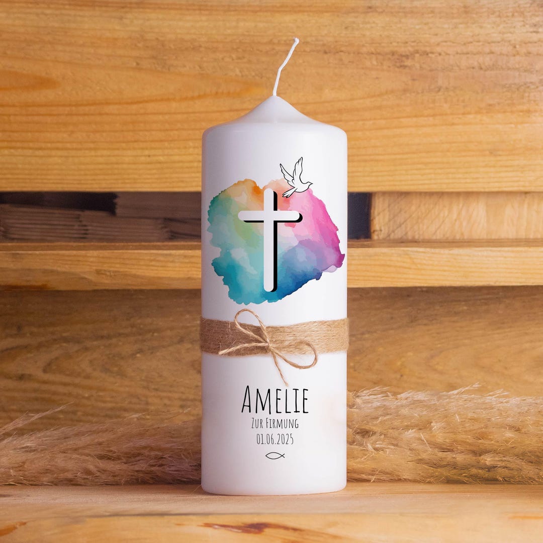 Personalized Confirmation Candle – Splash of Color | Confirmation ...