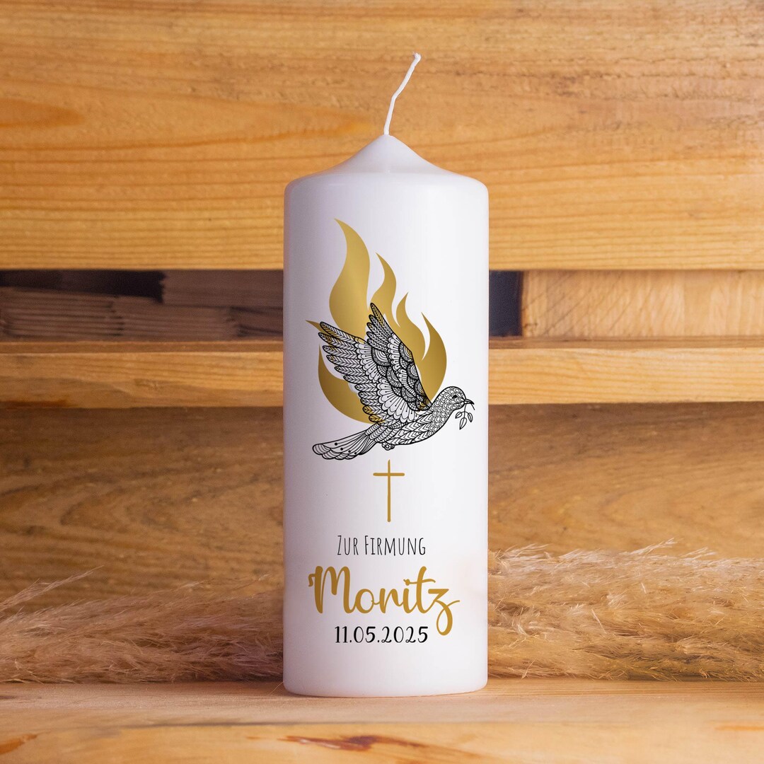 Personalized Confirmation Candle – on Fire Gold | Confirmation Candle ...