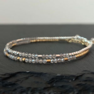 Labradorite Morse Code You Are My Sunshine Bracelet Gold Silver Personalized Jewelry Gift for ...