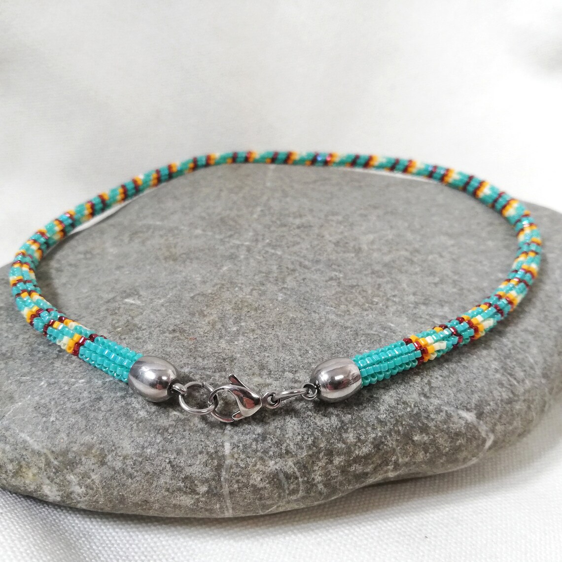 Native Choker: Turquoise Miyuki Hand Woven Tubular Choker | Etsy