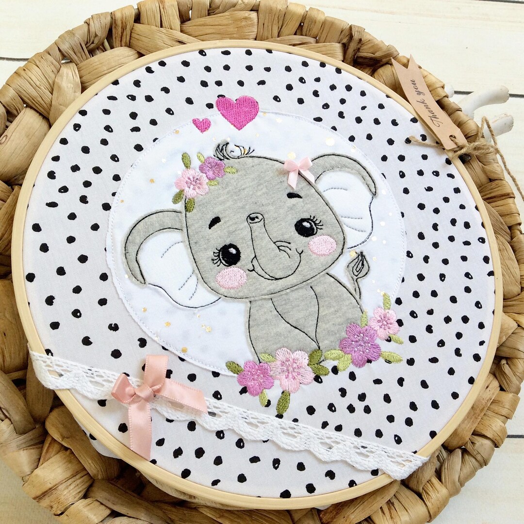 Embroidery File Elephant With Flowers Doodle in Button 13x18 - 5x7 Inch ...