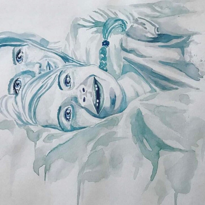 Watermark Watercolor Portrait Choose your colors | Etsy