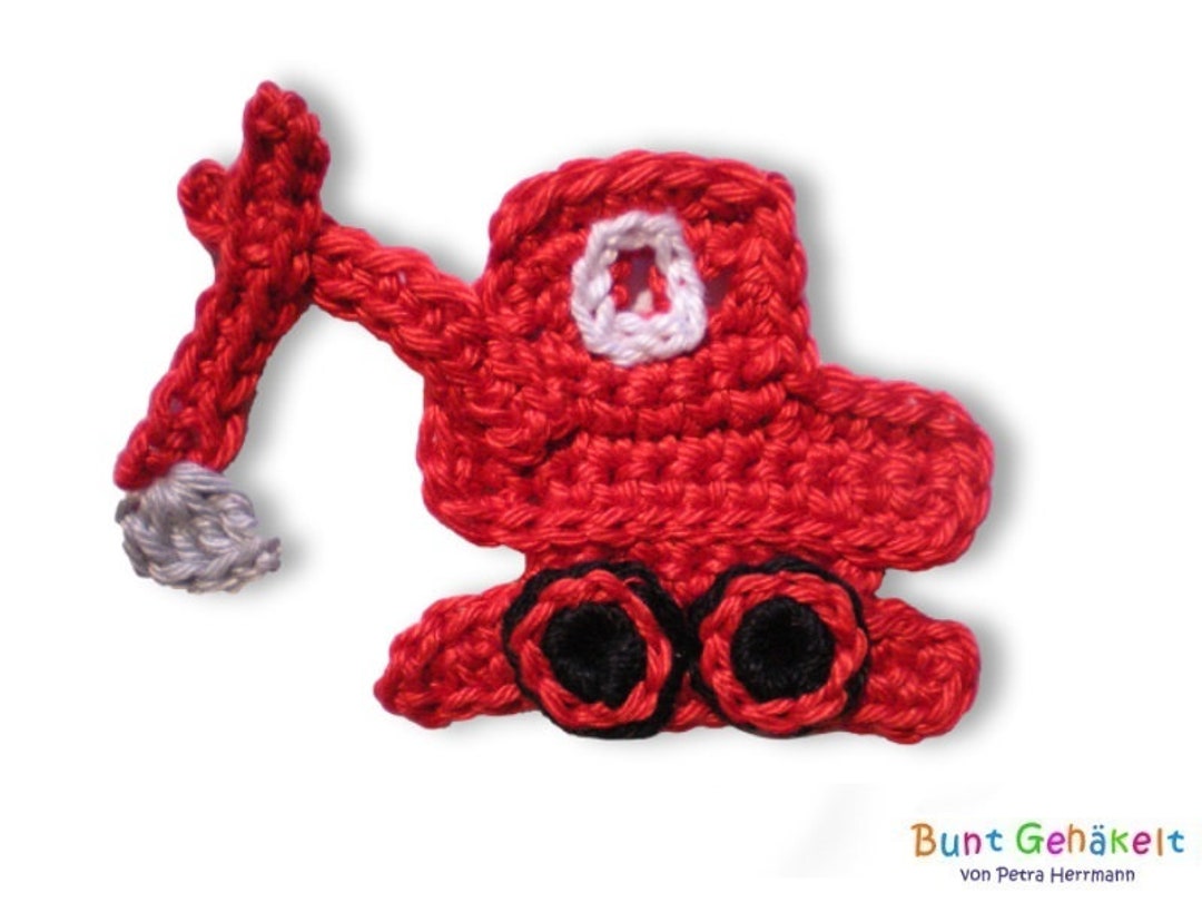 Excavator, Crochet Applique, Patch, Applique, Crochet Excavator ...