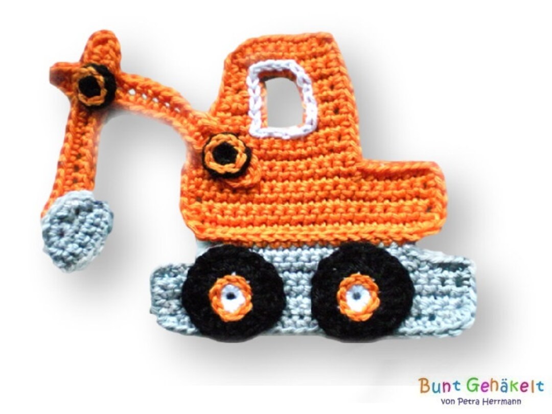 Excavator Crochet Applique Patch Applique Crochet Excavator Crochet Car ...