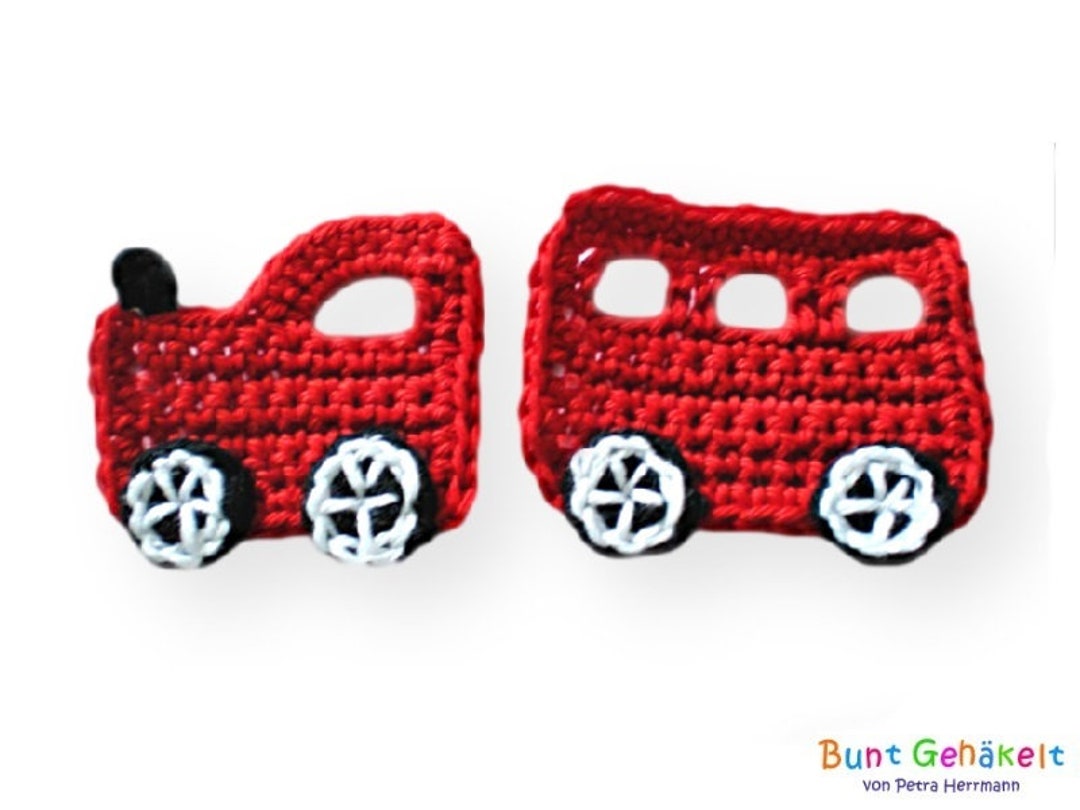 Crocheted Train, Crochet Applique, Sew-on, Applique, Crochet Car, Boy ...