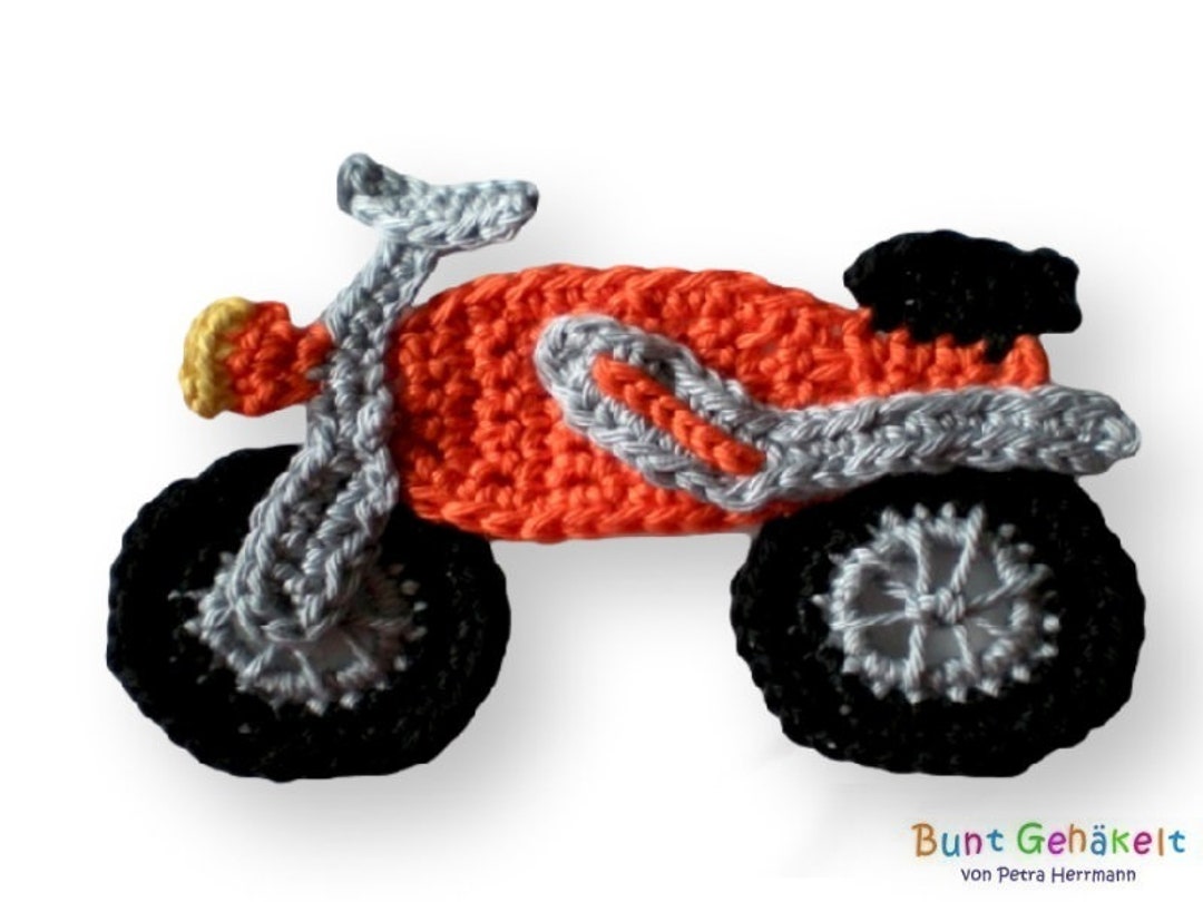 Motorcycle, Crochet Appliqué, Patch, Appliqué, Crochet Motorcycle, Boys ...