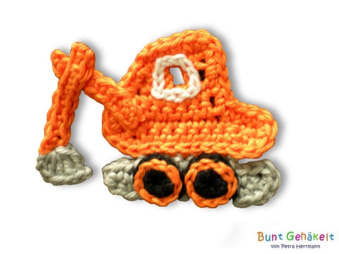 Excavator, Crochet Applique, Patch, Applique, Applique for Boys, Boy ...