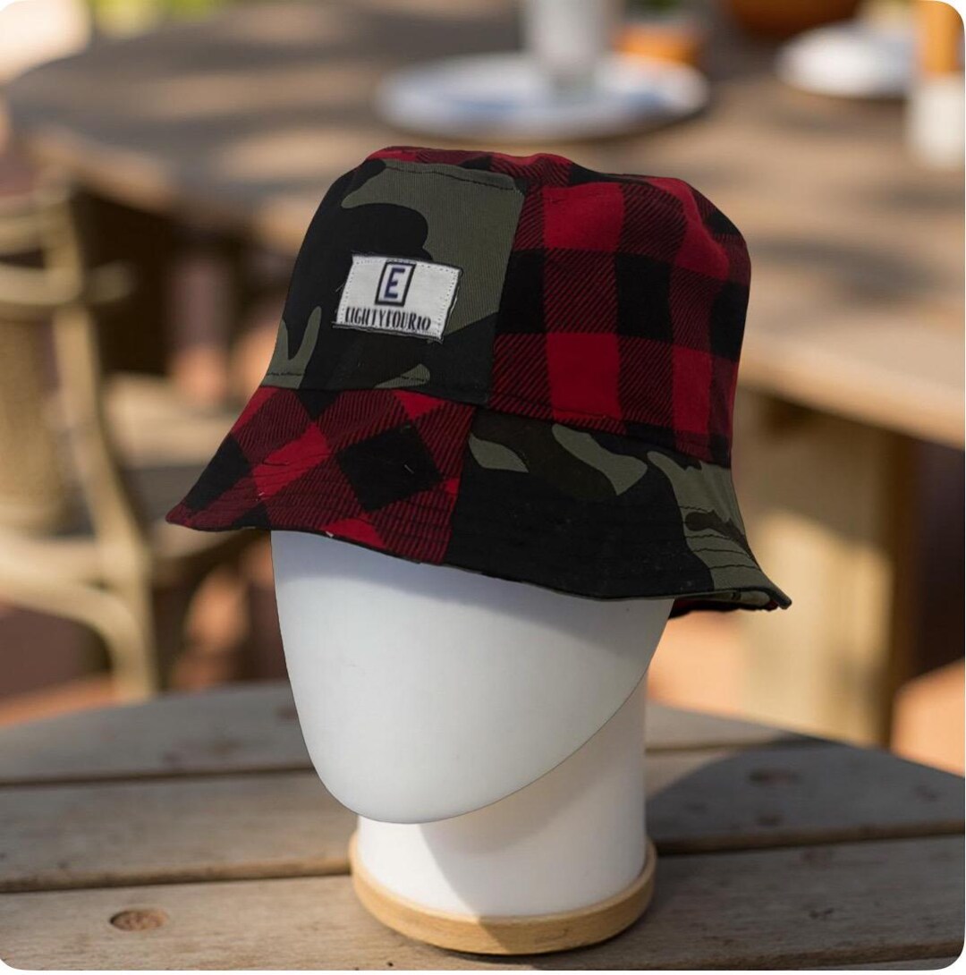 Denim and Plaid Flannel Bucket Hat - Etsy