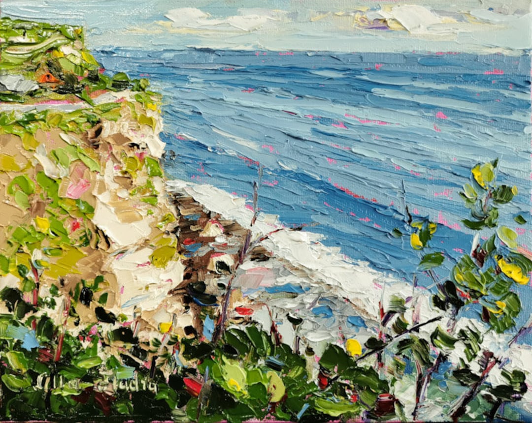 High Viewpoint, Seascape, Original Oil Painting by Lilla Fludra, 8 X 10 ...