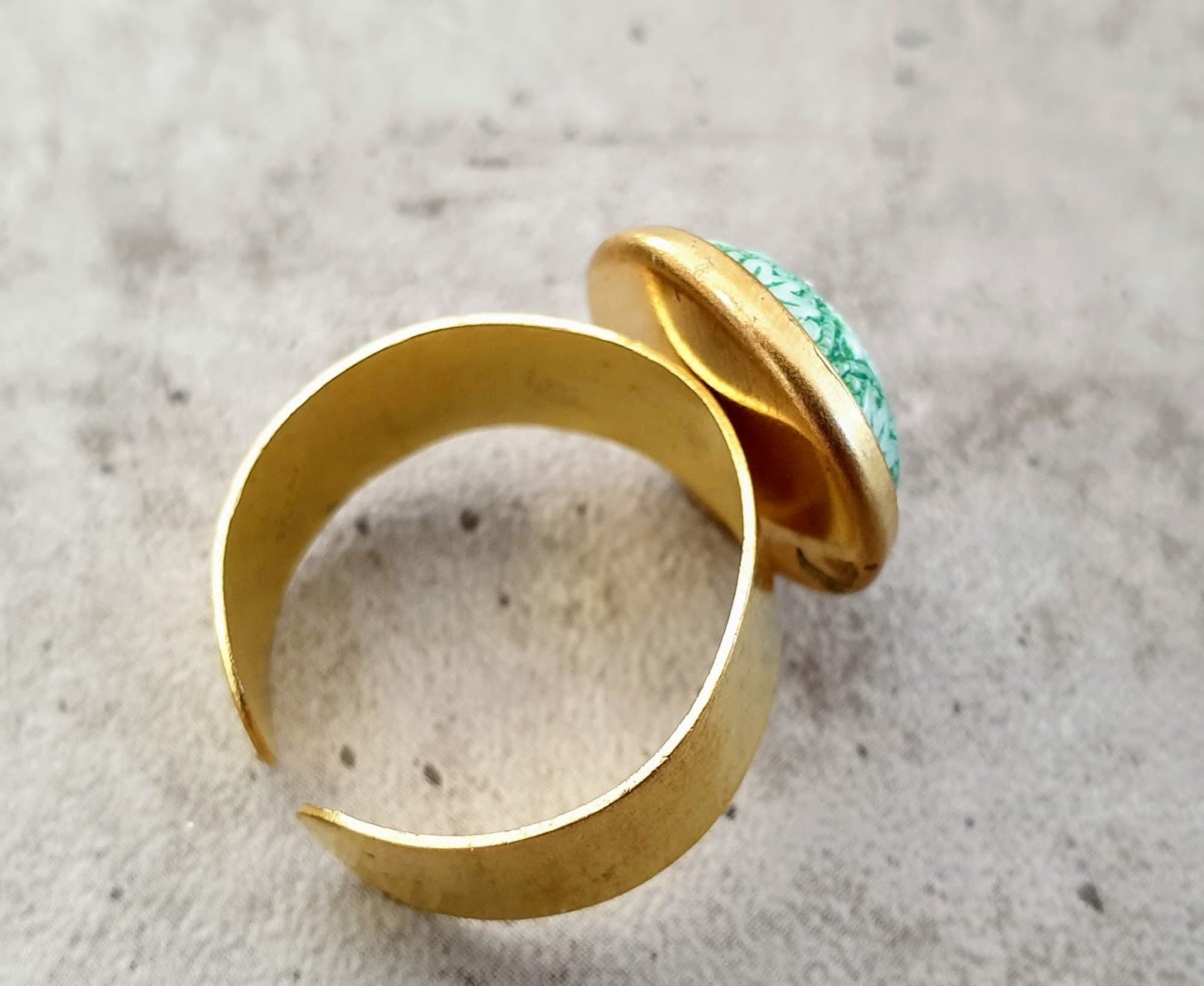 Vintage Style Ring in Green Color, Oriental Design, 14mm, Adjustable - Etsy