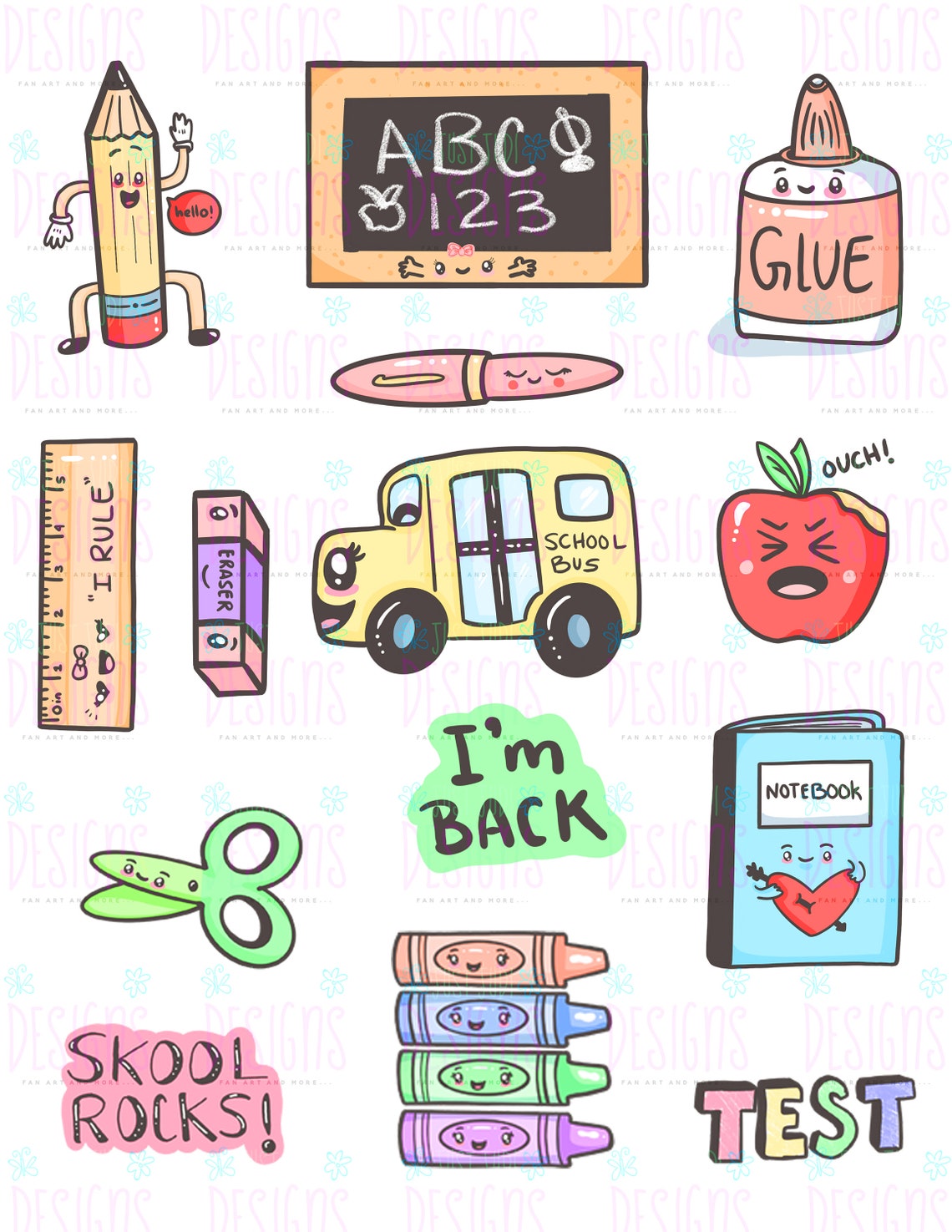 Back To School Vinyl Sticker Pack Vinyl Decals Kawaii | Etsy