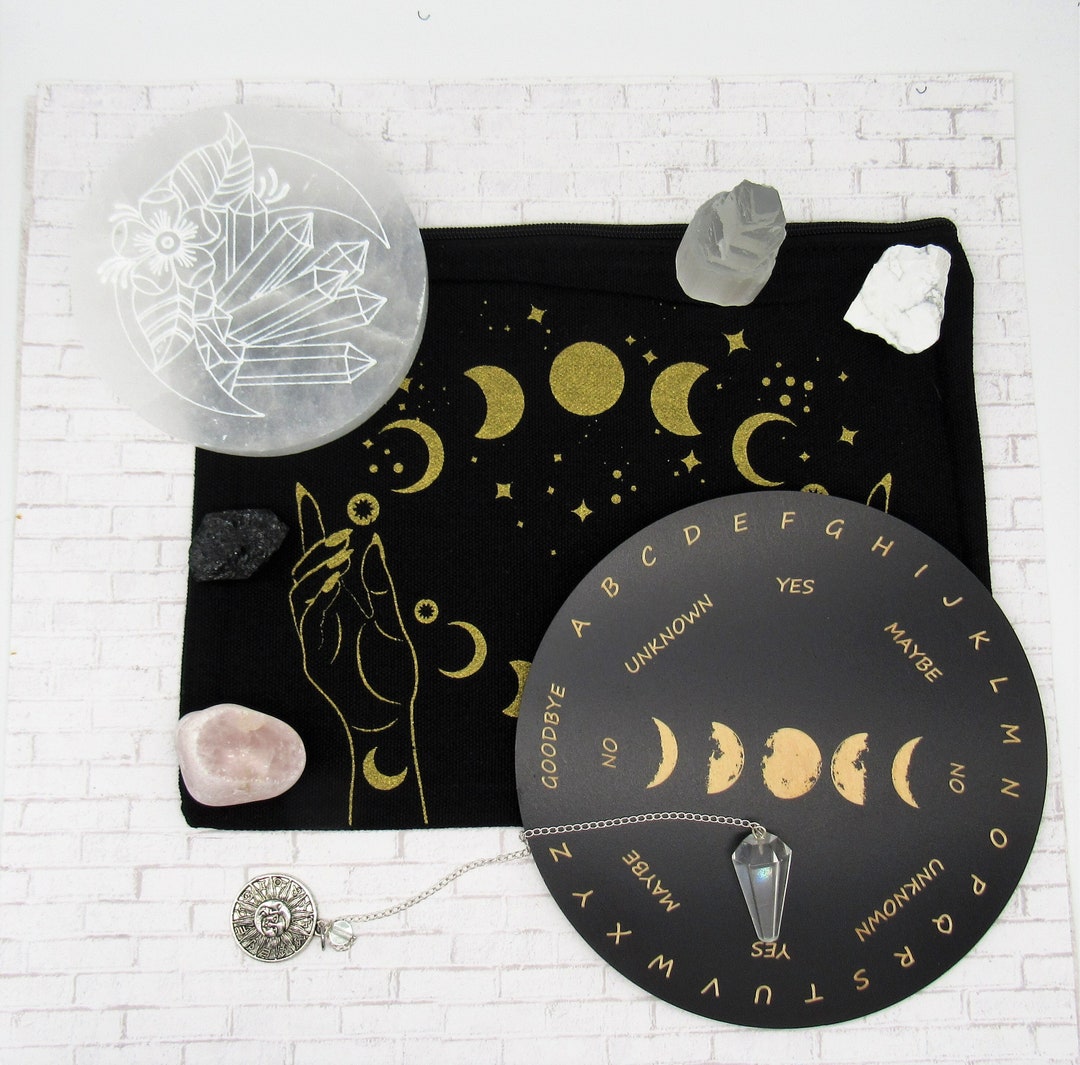 8 Piece, Pendulum Board Set, Wood Pendulum Board, Spirit Guide, Altar ...