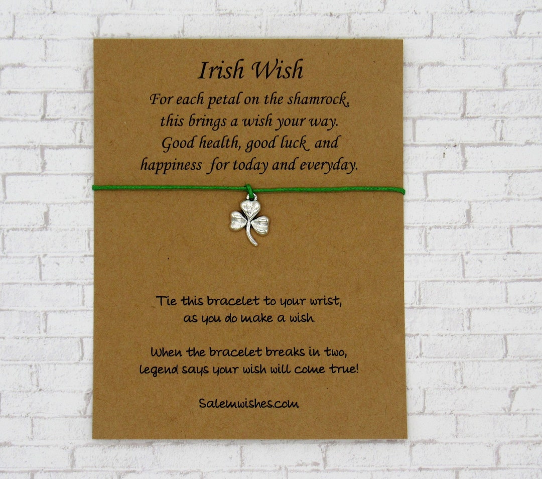 Irish Wish, Shamrock Wish Bracelet, Irish Blessing, Irish Gift Idea ...