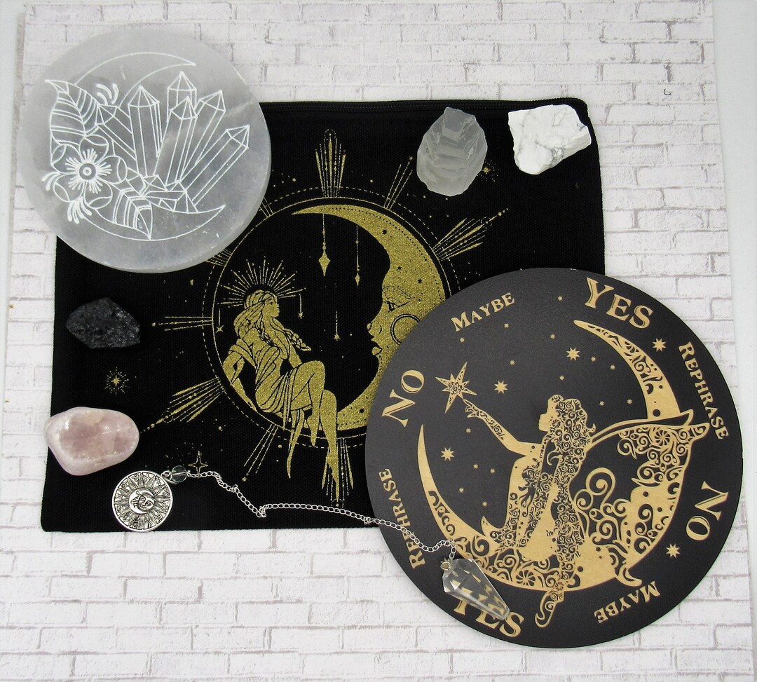 8 Piece, Pendulum Board Set, Wood Pendulum Board, Spirit Guide, Altar ...