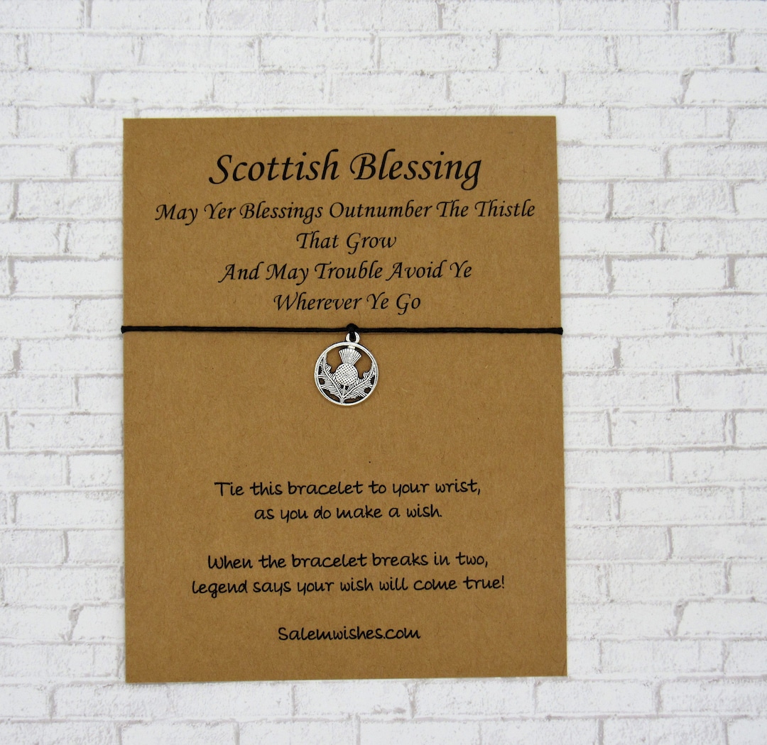 Scottish Blessing, Scottish Thistle Wish Bracelet, Scottish Jewelry ...