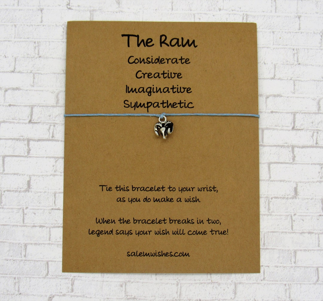 Ram Gift, Ram Wish Bracelet, Aries Zodiac Gift, Aries Bracelet, Aries ...