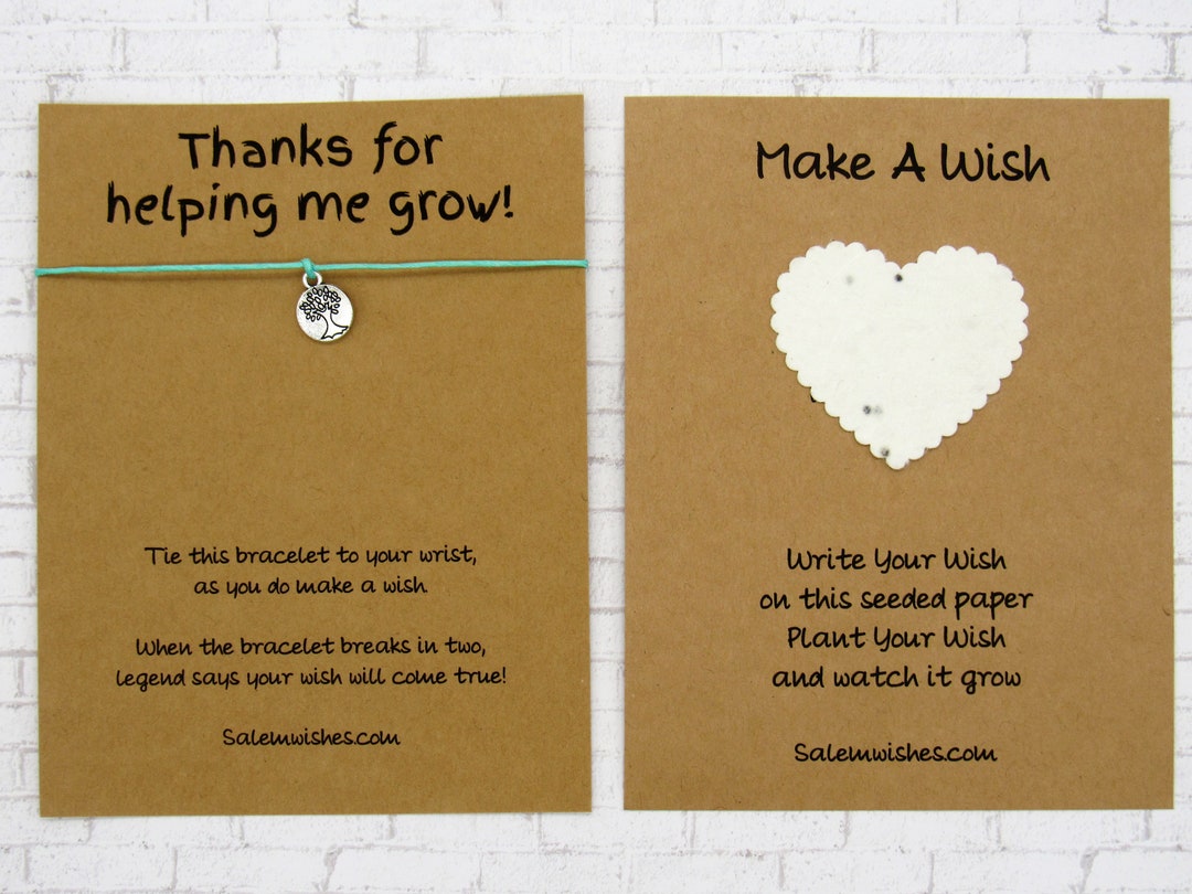 Teacher Gift Set, Thanks for Helping Me Grow Wish Bracelet, Plantable ...